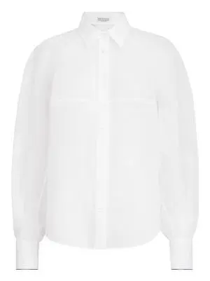 Brunello Cucinelli Striped Organza Shirt - White