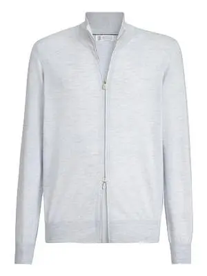 Brunello Cucinelli Cashmere And Silk Cardigan - Pale Blue