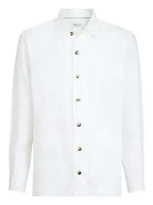 Brunello Cucinelli Linen Guayabera - White