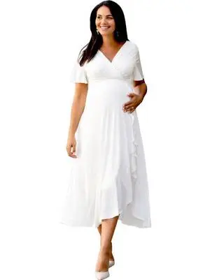 TIFFANY ROSE MATERNITY Waterfall Midi Maternity Dress - Ivory