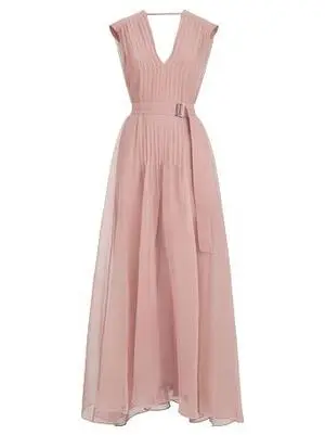 Brunello Cucinelli Crispy Silk Dress With Monili - Pink
