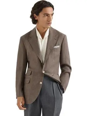 Brunello Cucinelli Linen Deconstructed Blazer - Hazelnut