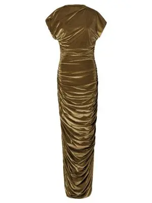 CHUKS COLLINS Angelina Silk Velvet Gown - Olive Green