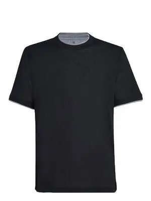 Brunello Cucinelli T-shirt With Faux-layering - Black