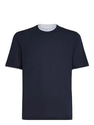 Brunello Cucinelli T-shirt With Faux-layering - Cobalt