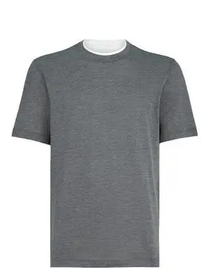 Brunello Cucinelli T-shirt With Faux-layering - Dark Grey