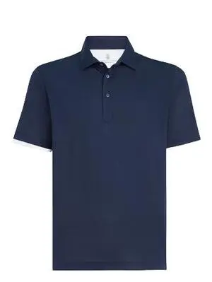 Brunello Cucinelli Polo With Shirt Collar - Azure