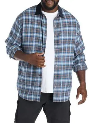 TRUE NATION BY DXL Big & Tall Corduroy Collar Flannel Shirt - Multi