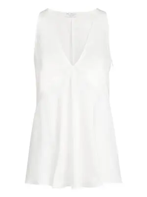 Brunello Cucinelli Satin Top - White