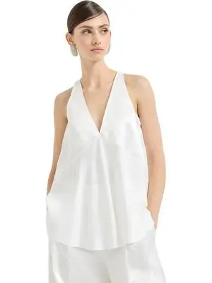Brunello Cucinelli Satin Top - White