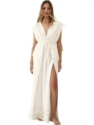 GUADALUPE DESIGN Amazonas Embroidered Kaftan - White