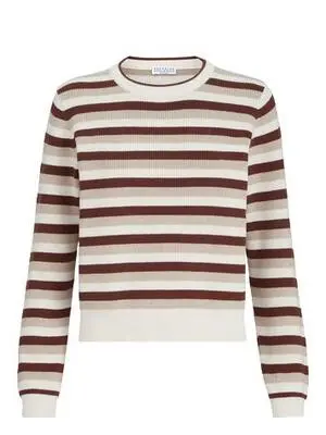 Brunello Cucinelli Cotton Striped Sweater - Orange
