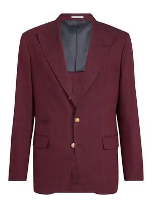 Brunello Cucinelli Blazer With Metal Buttons - Cherry