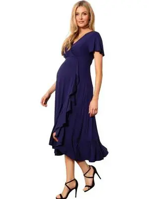 TIFFANY ROSE MATERNITY Waterfall Midi Maternity Dress - Eclipse Blue