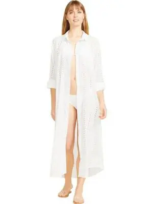 SITANO Positano Maxi Shirt Dress - White