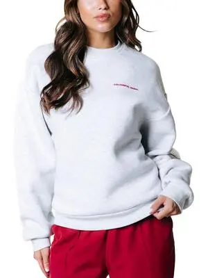 COLOURFUL REBEL National Champs Drop Shoulder Sweatshirt - Light Grey Melange