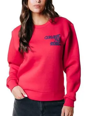 COLOURFUL REBEL Logo Wave Relaxed Sweat - Red