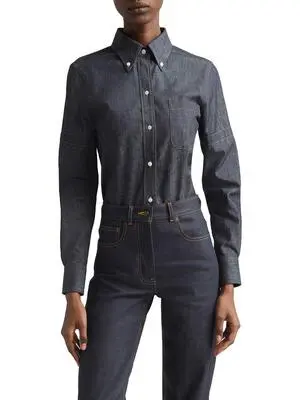 Thom Browne Denim Button-down Shirt - Navy