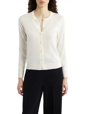 Anne Klein Sequin Embellished Cardigan - White Dove