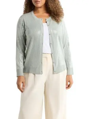 Anne Klein Sequin Cardigan - Soft Aloe
