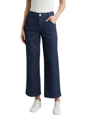 Wit & Wisdom Wyatt Skyrise Stripe Ankle Wide Leg Jeans - Indigo