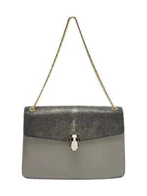BVLGARI 2014 Serpenti Leather Shoulder Bag - Grey