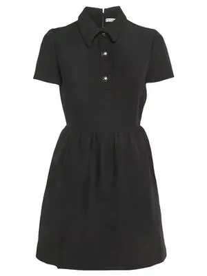 Dior Wool Button Placket Mini Dress - Black
