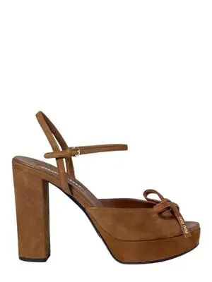 Miu Miu Bow-detail Heeled Sandals - Brown