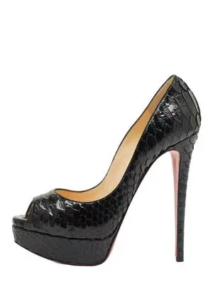 CHRISTIAN LOUBOUTIN Lady Python Peep-toe Pumps - Black