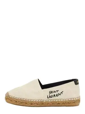 Saint Laurent Logo-embroidered Canvas Espadrilles - Neutrals