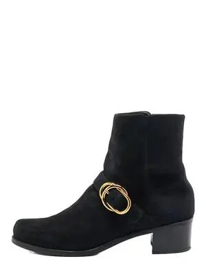 STUART WEITZMAN Buckled Suede Ankle Boots - Black