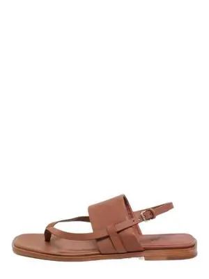 Loro Piana Slingback Leather Sandals - Brown