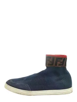Fendi Ff Knit High-top Sneakers - Blue