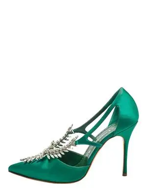Manolo Blahnik Lala Crystal-embellished Pumps - Green