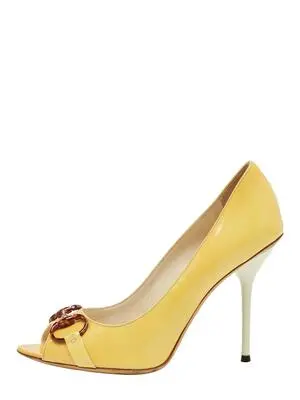 Gucci Jolene Horsebit Leather Pumps - Yellow