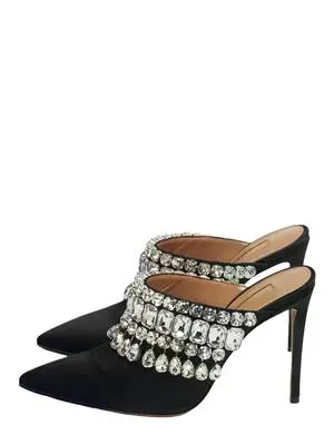 AQUAZZURA Satin Crystal Sandals - Black