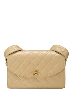 Chanel Quilted Lambskin Medium Shoulder Bag - Beige