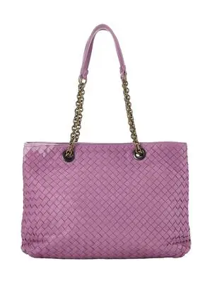 Bottega Veneta Intrecciato Leather Chain Tote - Purple