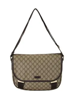 Gucci Gg Supreme Buckle Flap Messenger - Brown