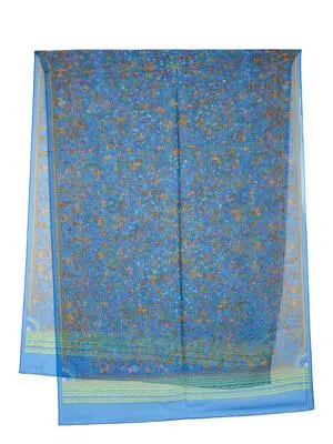 Hermès Les Jardins D'arménie' Silk Shawl - Blue