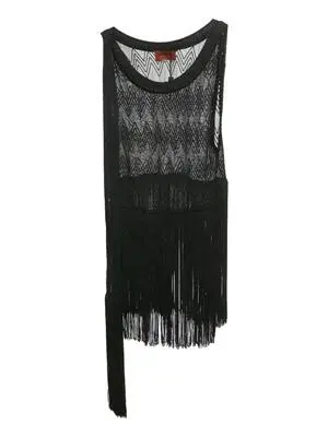 Missoni Fringed Knitted Top - Black