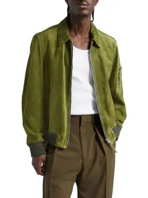 TOM FORD Collared Suede Bomber Jacket - Olive