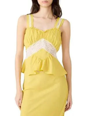 Steve Madden Cinthia Lace Trim Tank - Golden Lime