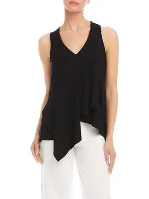 Karen Kane Drape Layered Asymmetric Tank - Black