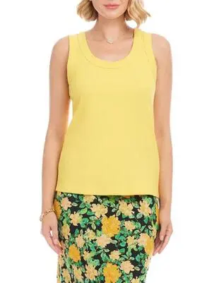 Karen Kane Scoop Neck Rib Tank - Lemon
