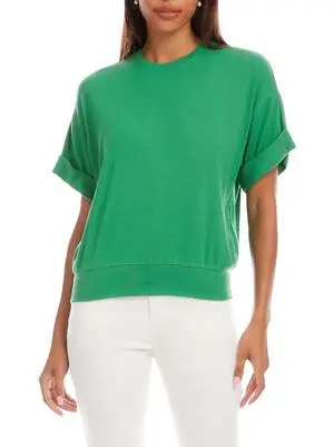 Karen Kane Cuffed Sleeve Ribbed T-shirt - Kelly Green