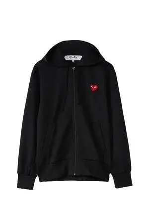Play Comme Des Garcon Play Red Heart Hoodie - Black (black Drawstring)