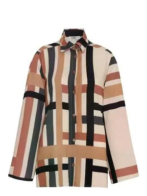 AMIR SLAMA Geometric Print Shirt - Neutrals