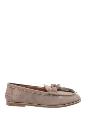 AQUAZZURA Freddie Suede Flat Moccasin - Gray