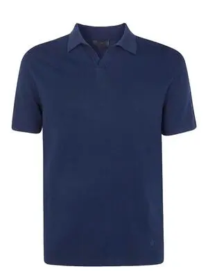 DONDUP Crepe Cotton F.14 Regular Fit Polo Shirt - Blue
